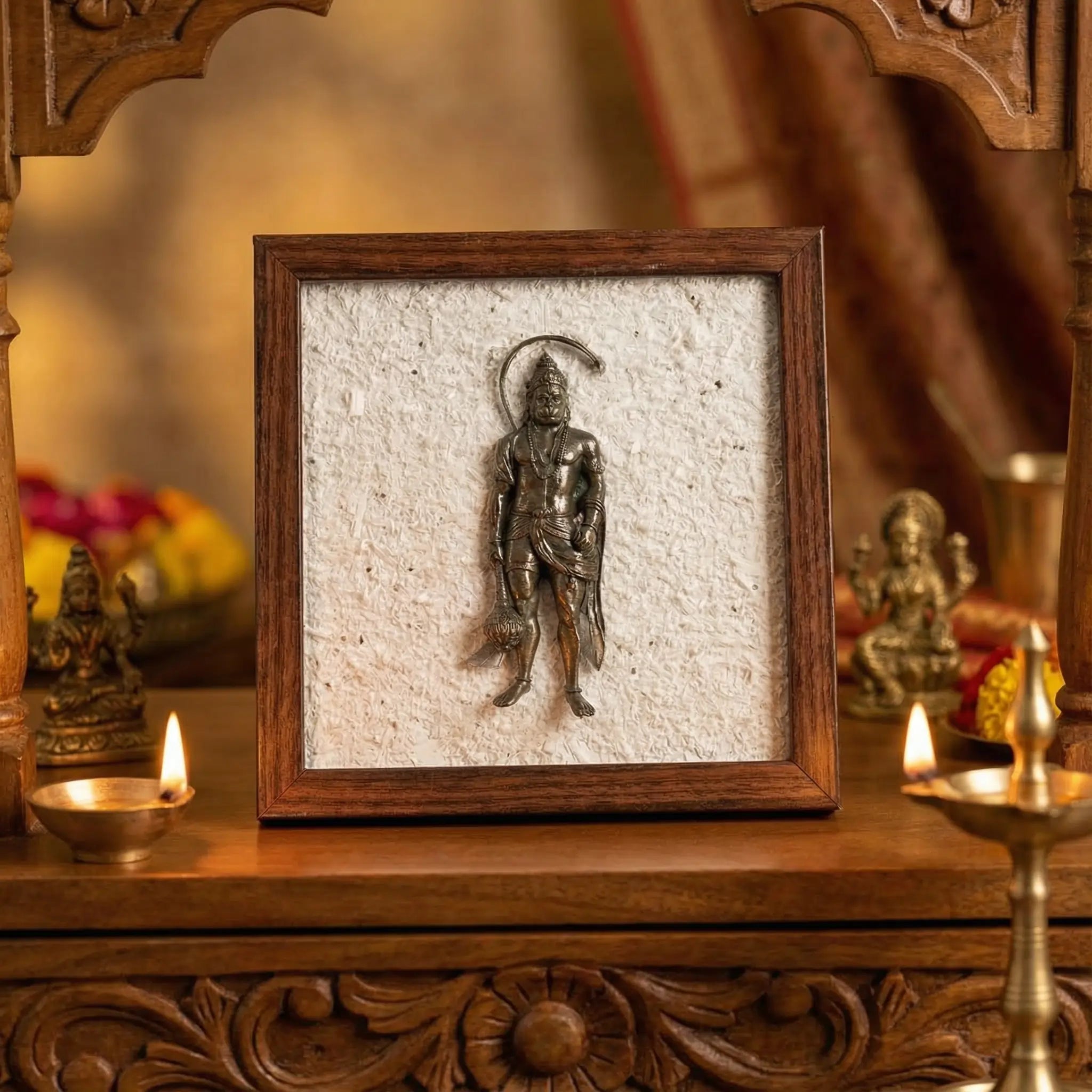 Pyrite Hanuman Ji On Selenite Frame – Astromudra